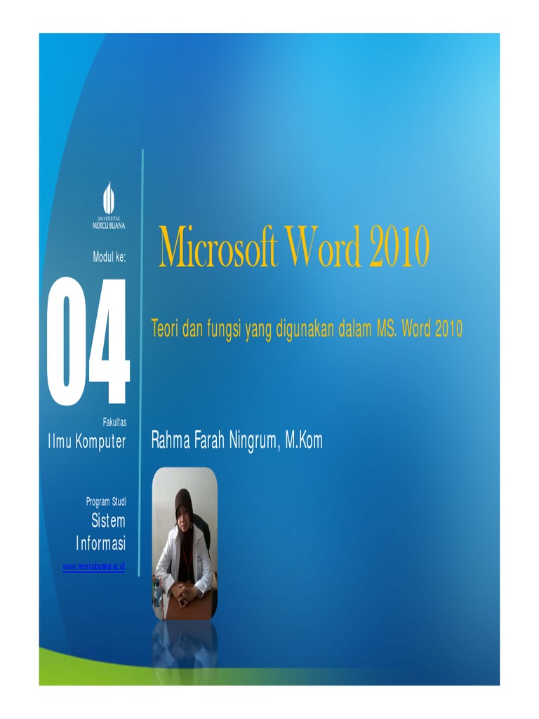 Microsoft Word 2010 Modul Farahmicrosoft Word 2010 Excel Dan Powerpoint Nya | PDF