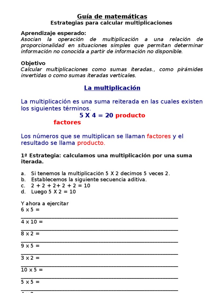estrategias de multiplicacion
