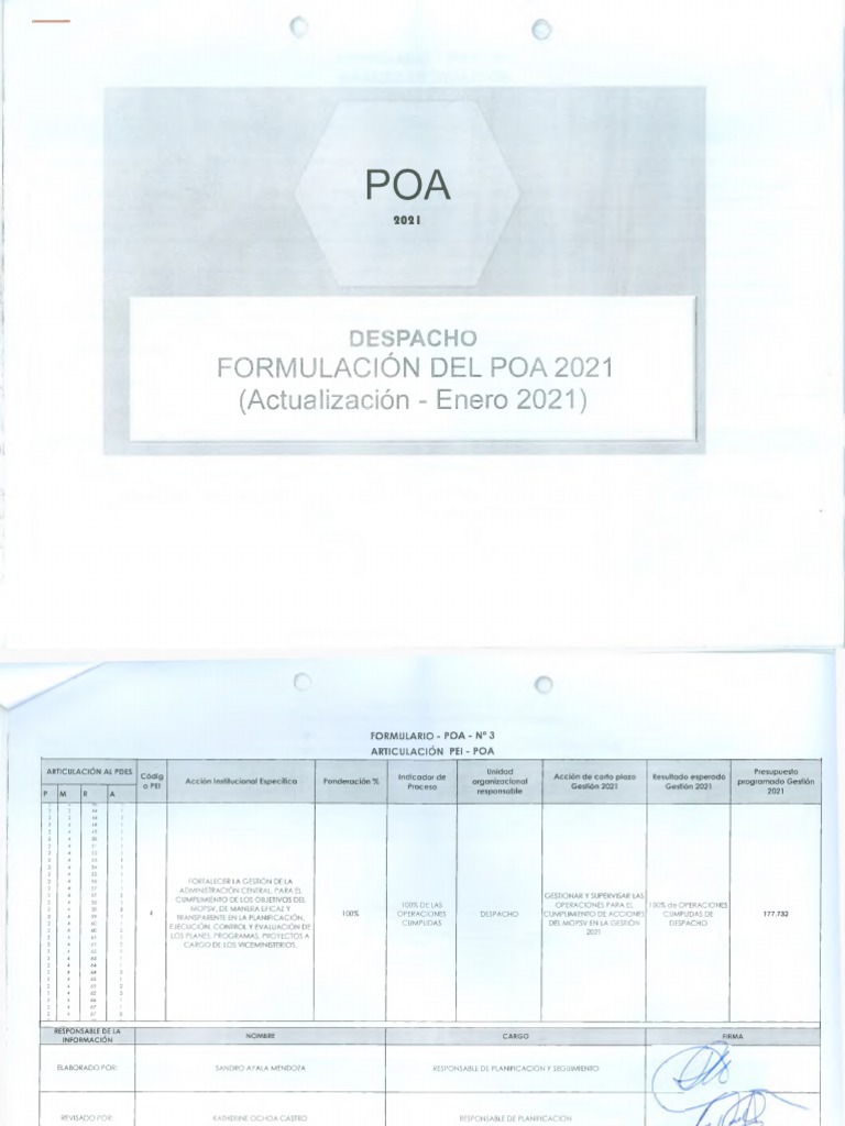Poa Ajustado y Consolidado 2021 Form.03 | PDF | Ciencias del ...