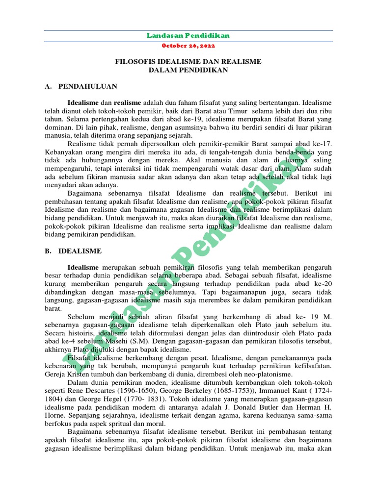 Materi-5-Filsafat Idealisme Dan Realisme Serta Implikasinya Dalam ...