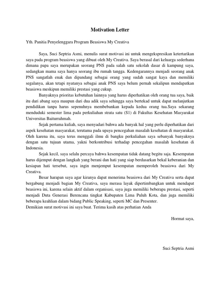 Motivation Letter | PDF