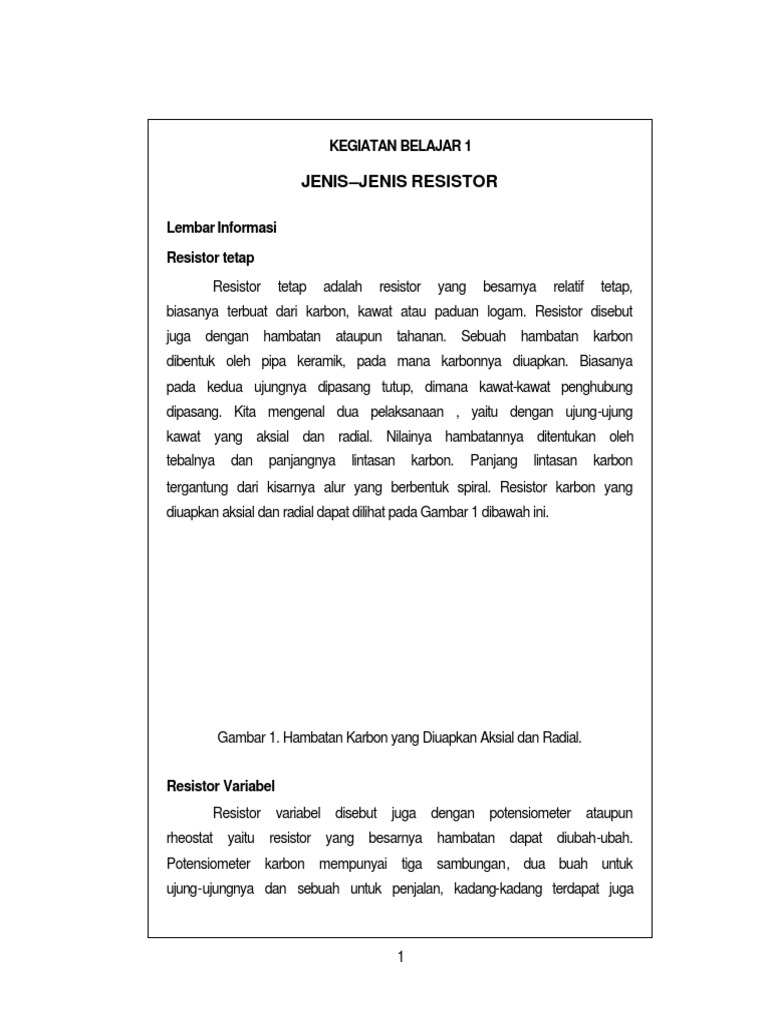 Isi Modul - Jenis-Jenis Resistor | PDF