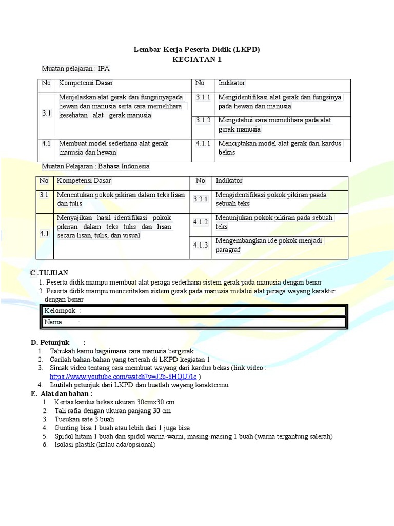 LKPD RPP 1 Kegiatan 1 | PDF