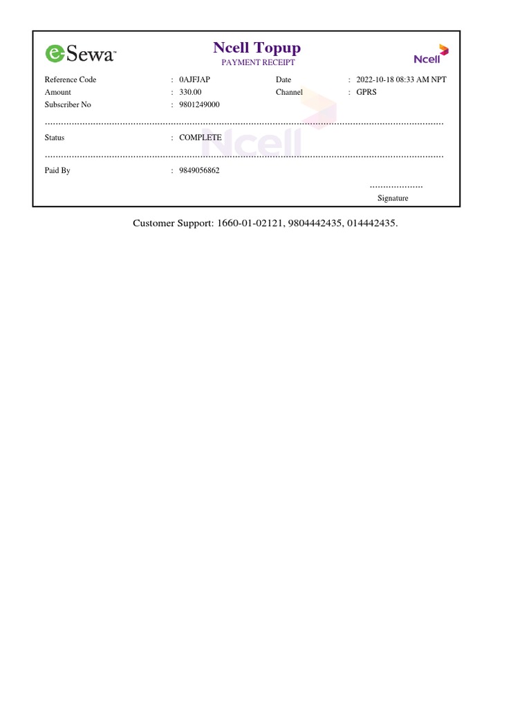 Ncell Topup 2022-10-18 | PDF