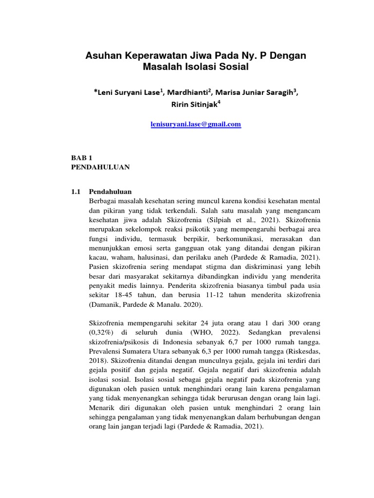 Askep Kelompok Isolasi Sosial RSJ Sambang Lihum | PDF