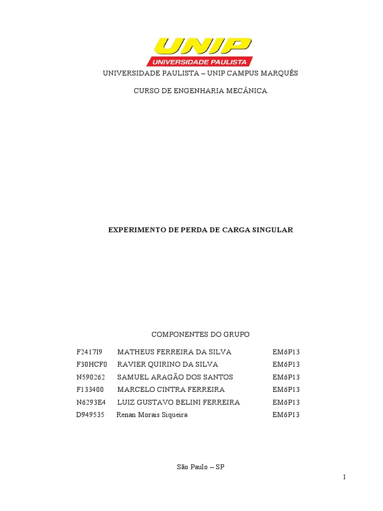 Relatório de Lab - Perda de Carga Singular | PDF | Válvula | Pressão