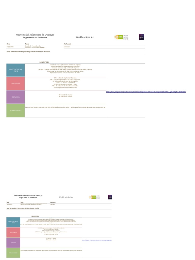 Bitacora 7A | PDF | SQL | Software de la aplicacion