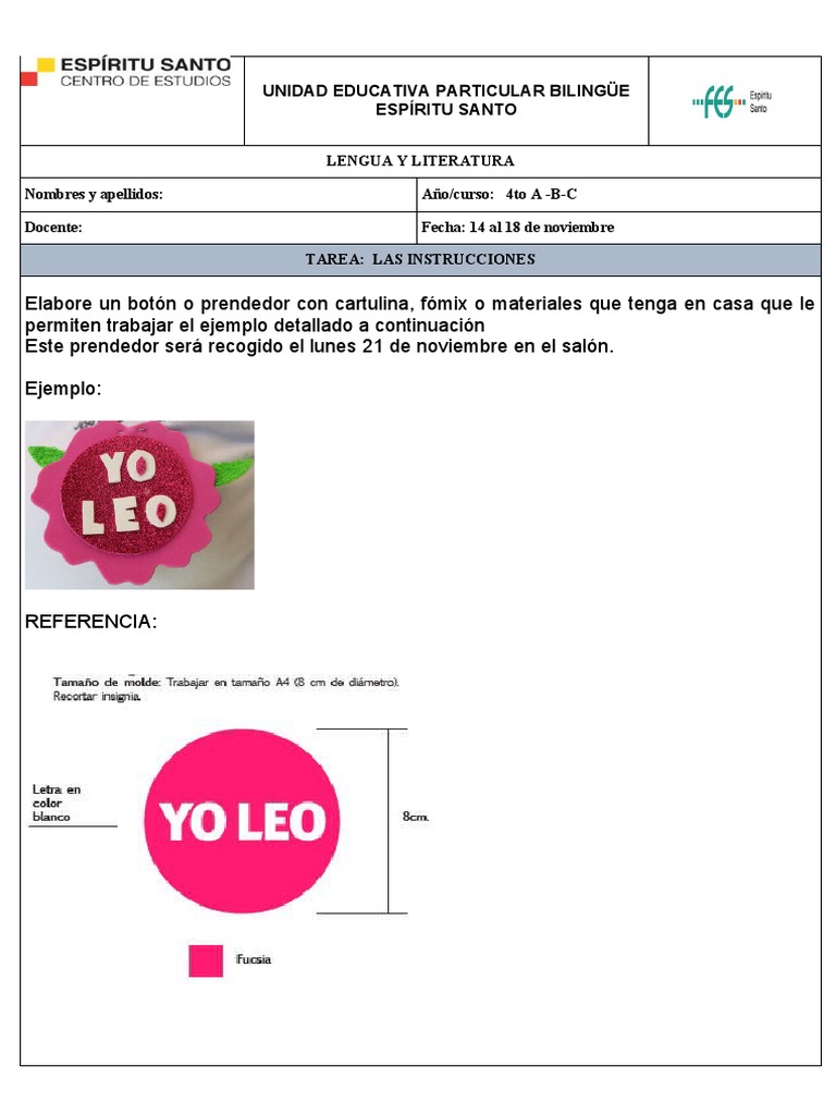 Tarea Botón Yo Leo | PDF