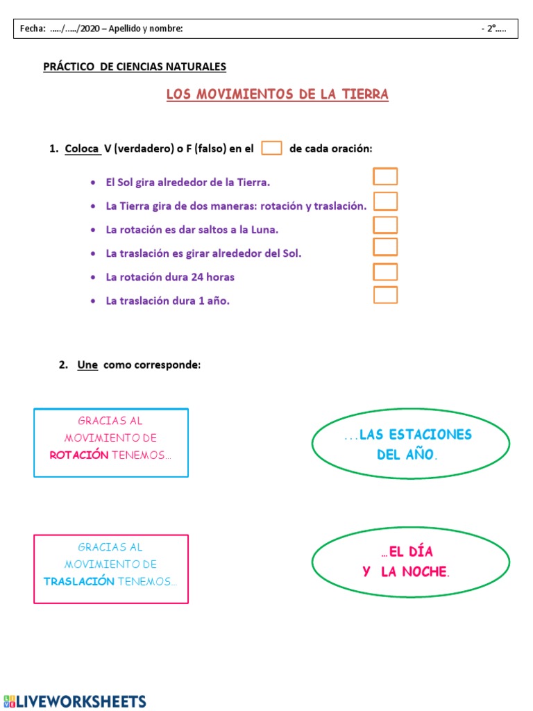 Práctico de Ciencias Naturales: Los Movimientos de La Tierra | PDF