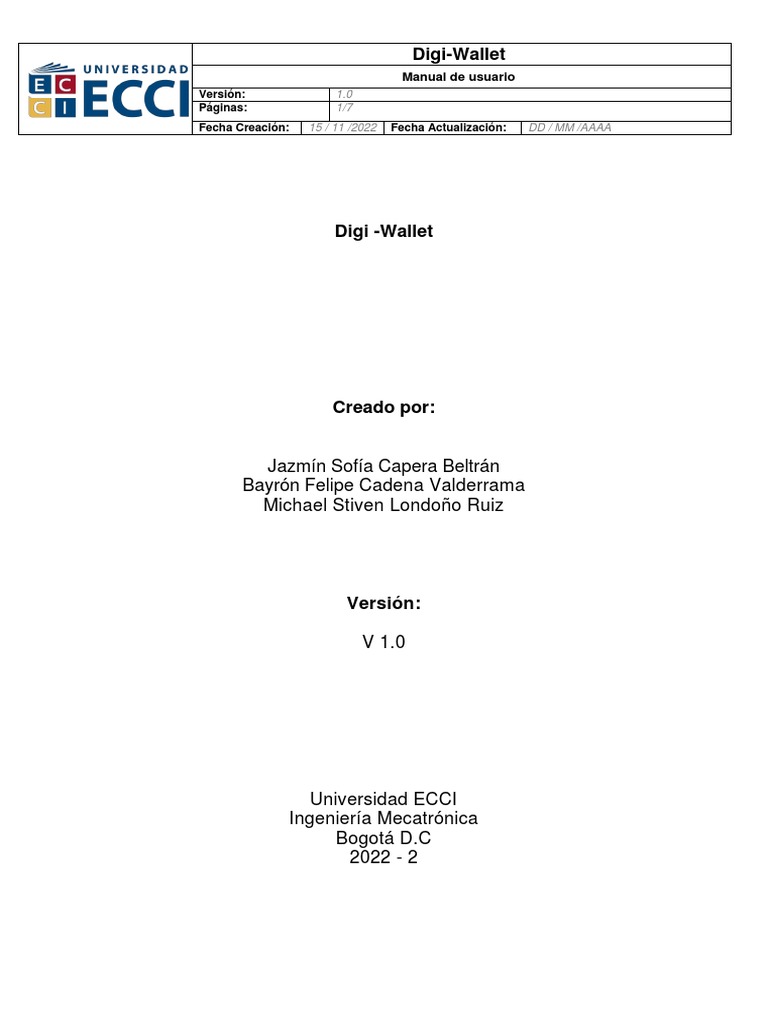Manual de Usuario Digi Wallet | PDF | Aplicación movil | Contraseña