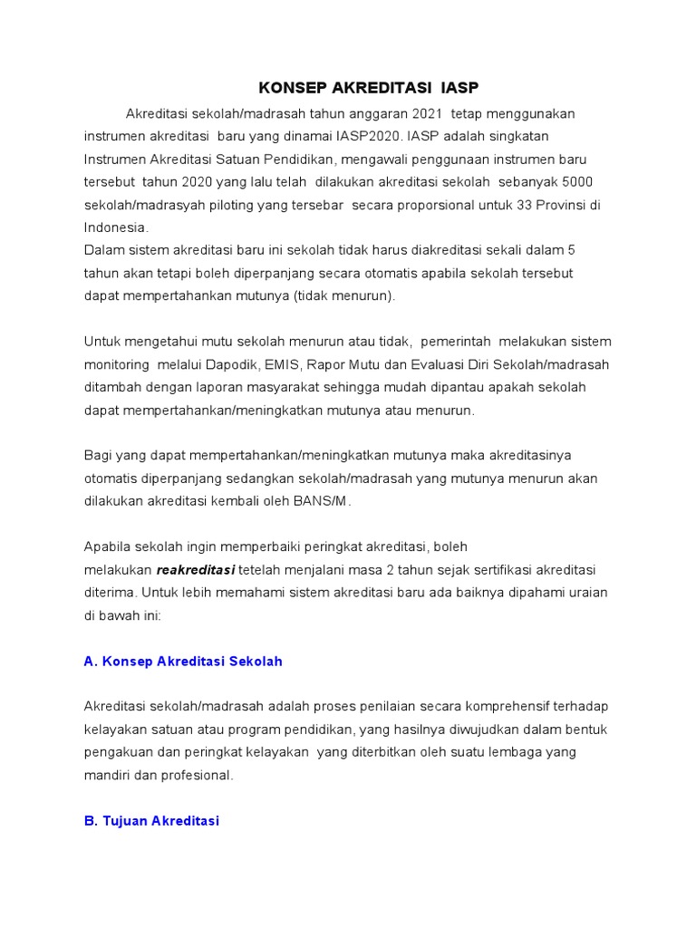 Konsep Akreditasi IASP | PDF