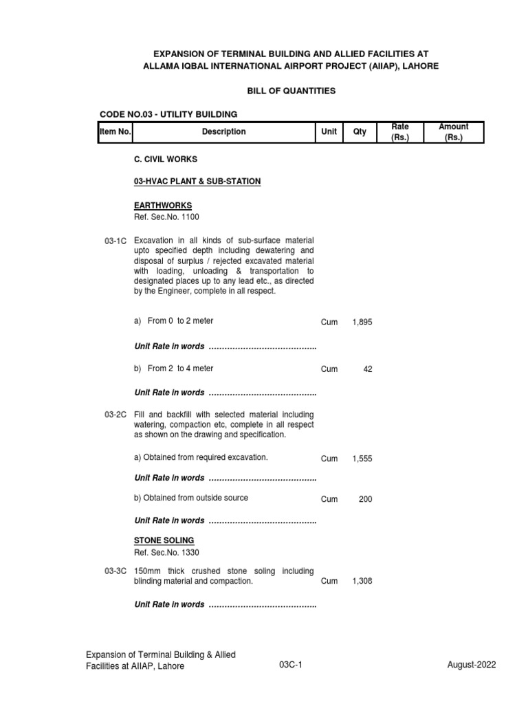 7pages From AIIAP Vol V Financial Bid and BOQ - PDF-8 | PDF | Concrete ...