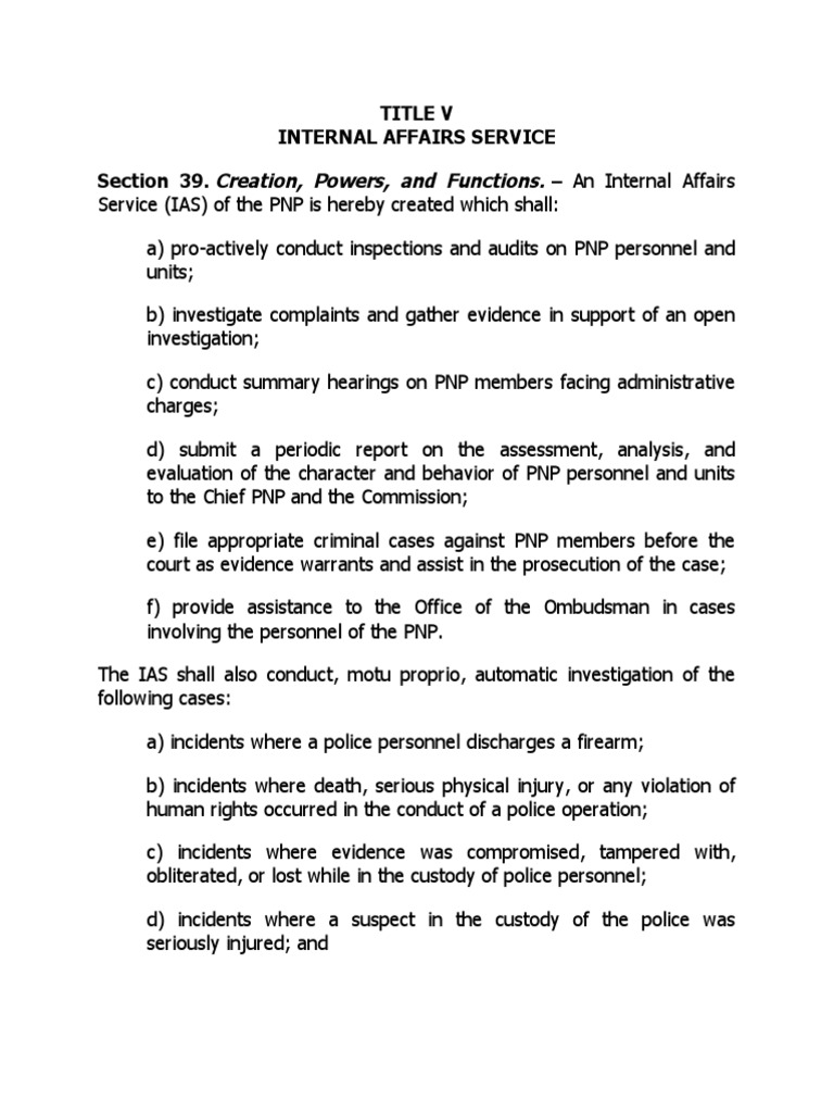 The PNP Internal Affairs Service | PDF | Police | Judiciaries
