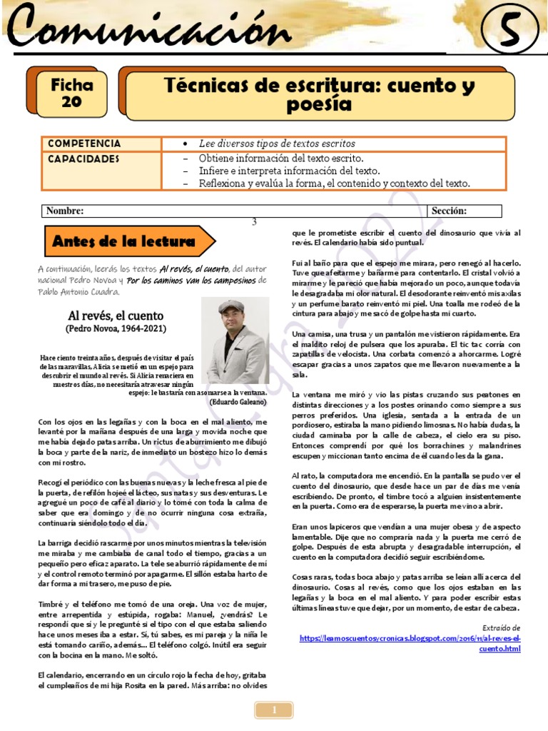 Ficha 20 | PDF | Narración | Narrativa