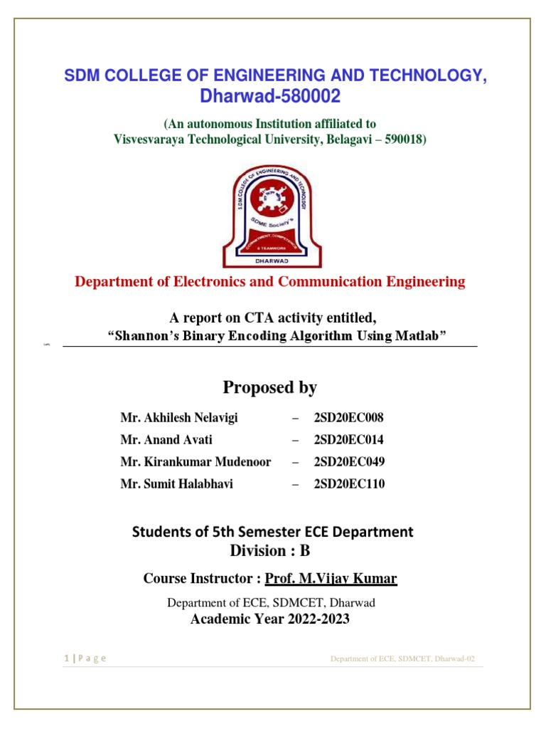 Itc Project | PDF | Data Compression | Computer Engineering