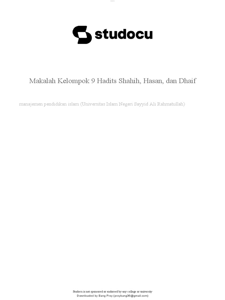 Makalah Kelompok 9 Hadits Shahih Hasan Dan Dhaif | PDF | Agama & Spiritualitas