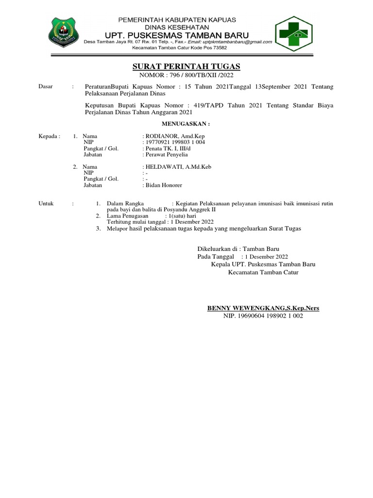 SURAT PERINTAH TUGAS Posyandu | PDF