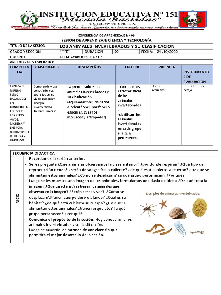 Clasificación y características de los animales invertebrados | PDF ...