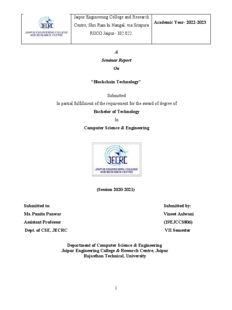 Report Vineet 7sem | PDF | Cryptocurrency | Science