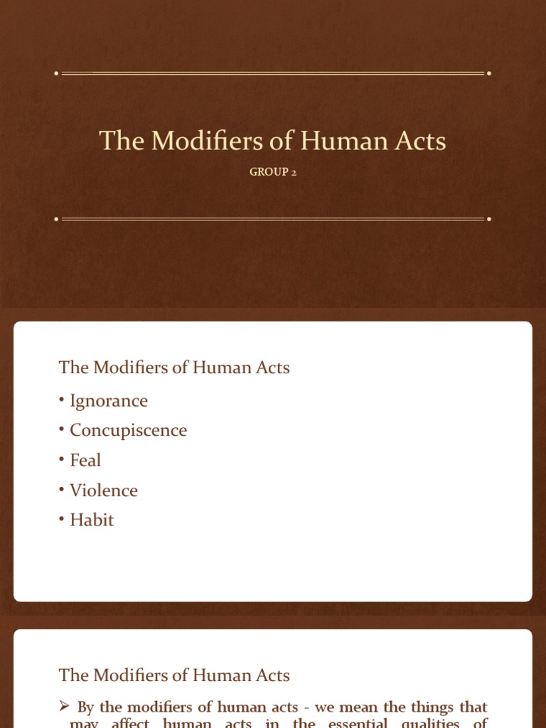 The Modifiers of Human Acts | PDF | Knowledge