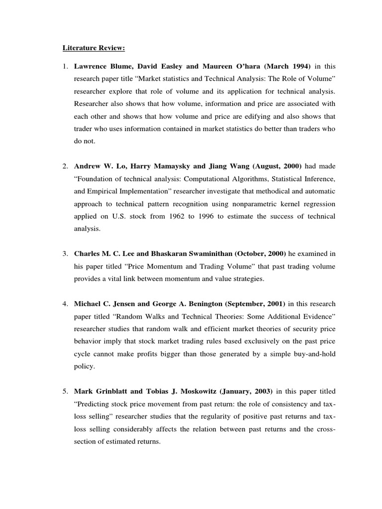 03 - Literature Review Technical Analysis | PDF | Technical Analysis ...