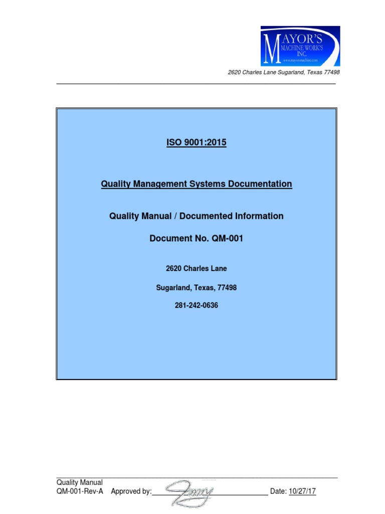 QM-001 QMS-Quality Manual | PDF | Quality Management | Quality ...