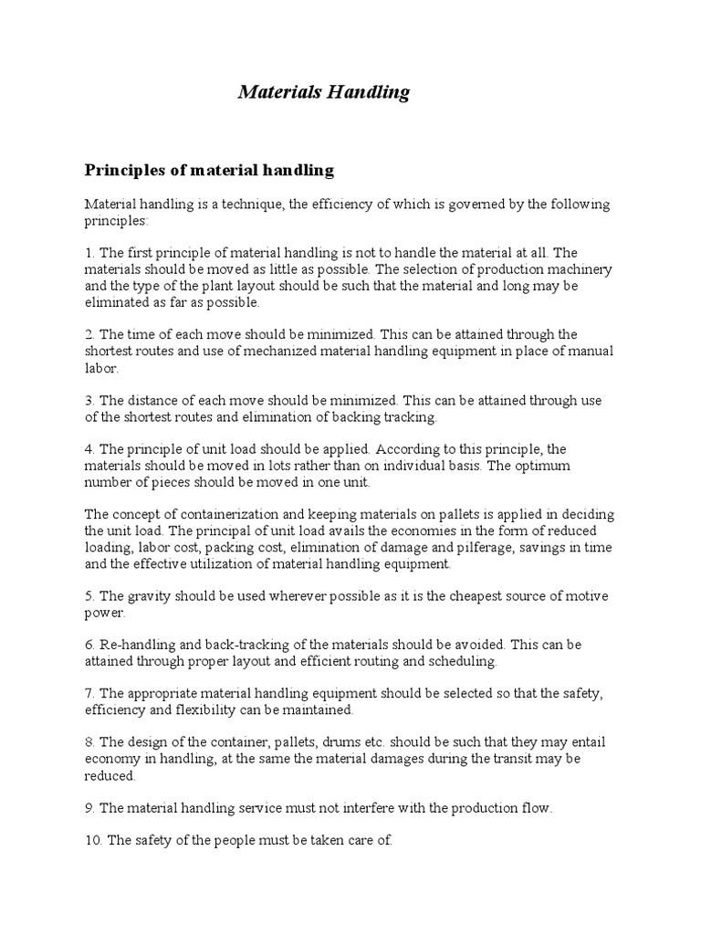 Principles of Effective Materials Handling: A Review of Key ...