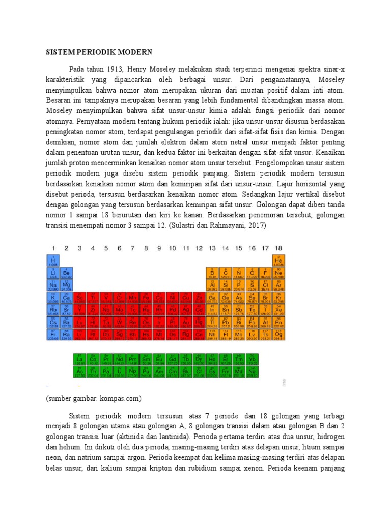 Sistem Periodik Modern Dan Sifat Keperiodikan | PDF
