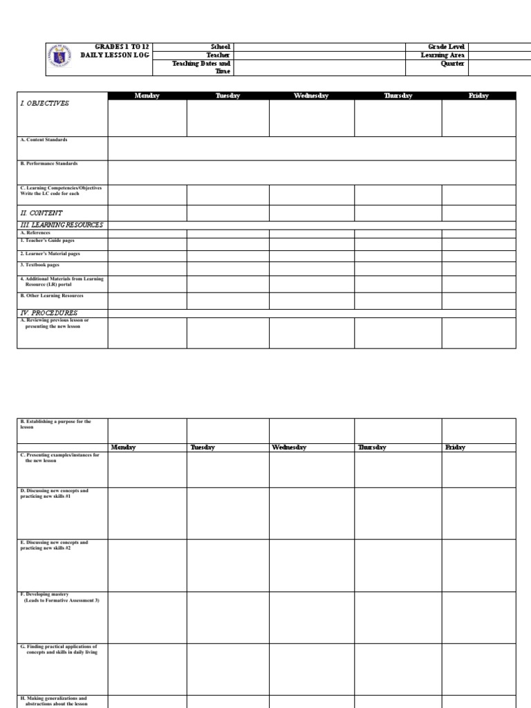 DLL TEMPLATE Math | PDF | Teaching Method | Learning