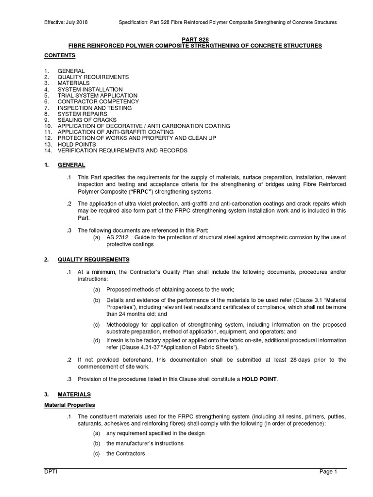 Specification Part - S28 - Fibre - Reinforced - Polymer - Composite ... Specification Part - S28 - Fibre - Reinforced - Polymer - Composite ...