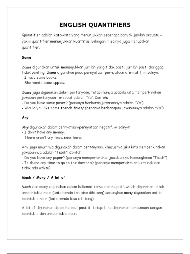 English Quantifiers | PDF | Seni & Disiplin Bahasa