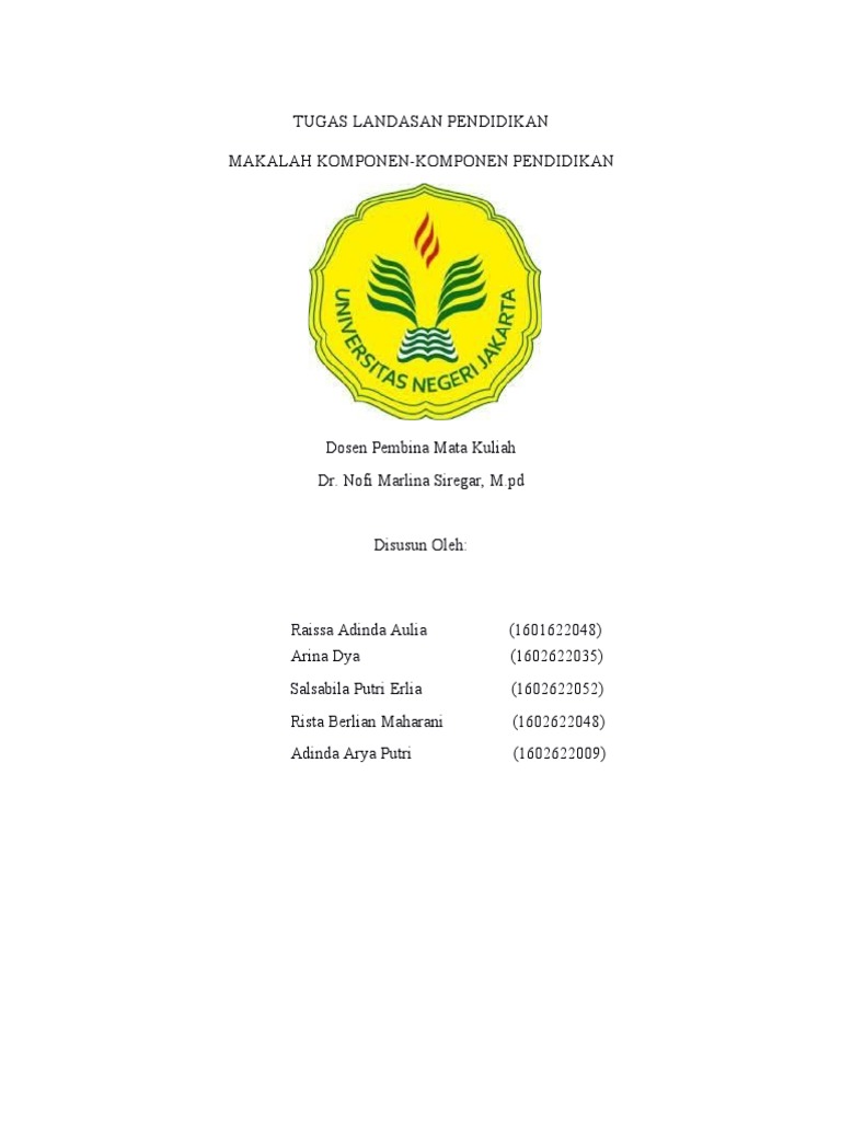 Makalah Komponen Pendidikan | PDF