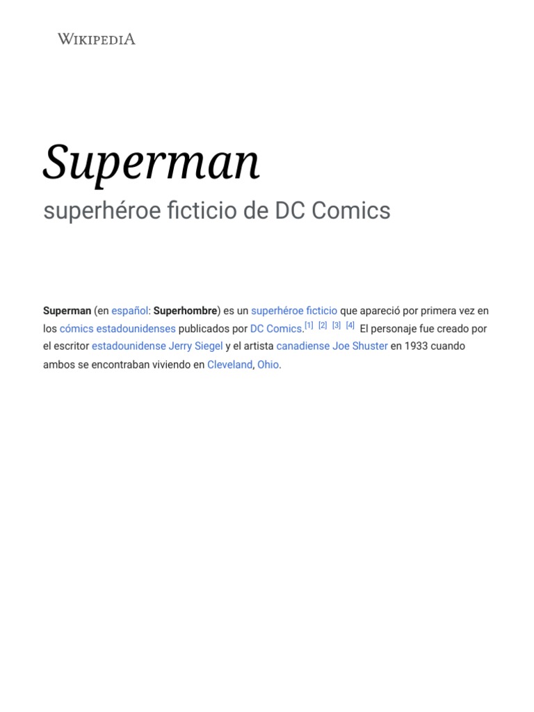 Superman - Wikipedia, La Enciclopedia Libre | PDF | Superhombre ...