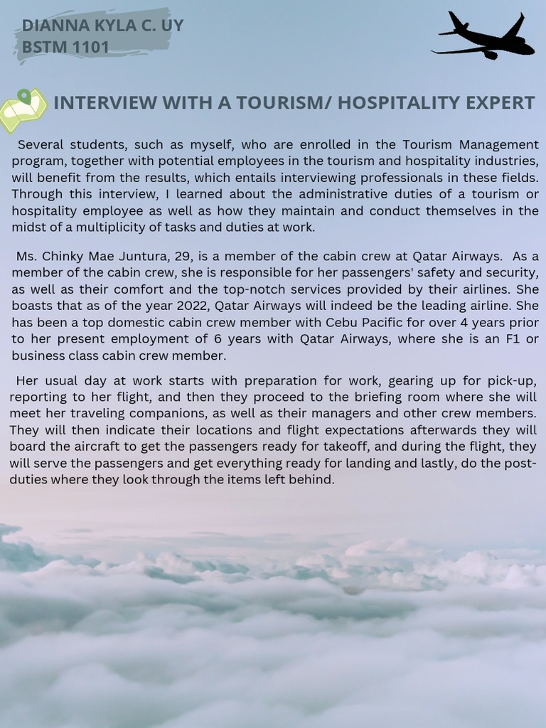 Interview Of A Tourism Expert Pdf Flight Attendant Airlines
