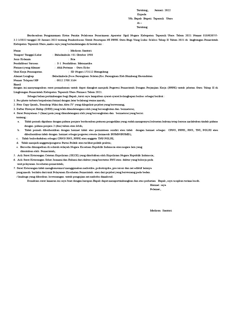 Format Lamaran 1 | PDF