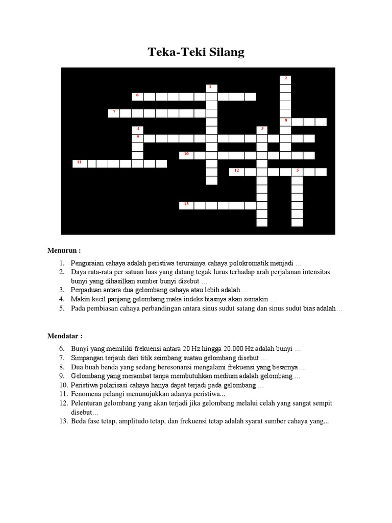 Teka-Teki Silang Fisika - Eunike Anggi Manuella - XI MIPA 2 | PDF