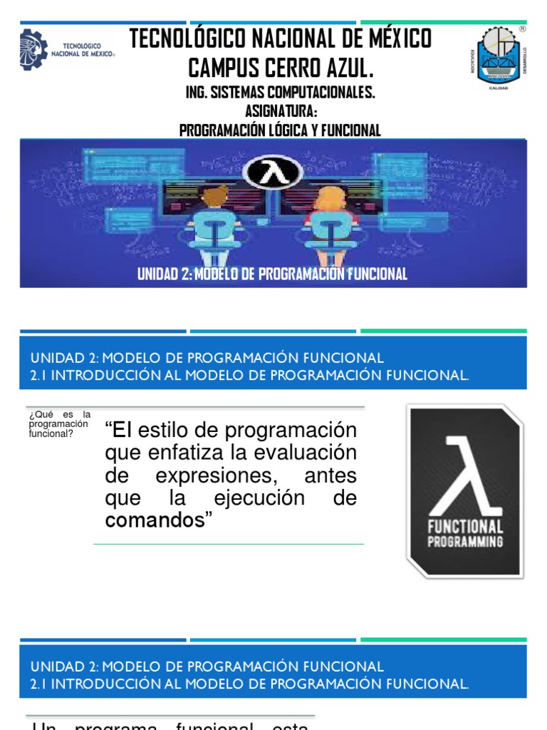 Unidad 2 Modelo de Programación Funcional - Completa | PDF | Programacion Funcional | Lenguaje ...