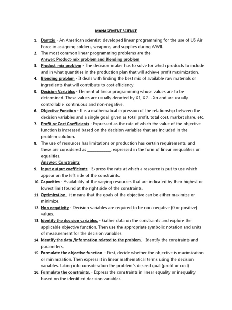MANAGEMENT SCIENCE - Midterm Activity | PDF | Linear Programming | Mathematical Optimization