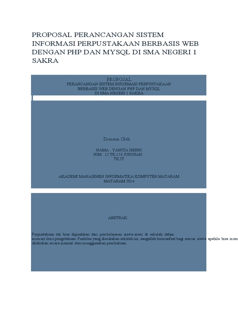 PDF Proposal Perancangan Sistem Informasi Perpustakaan Berbasis Web | PDF
