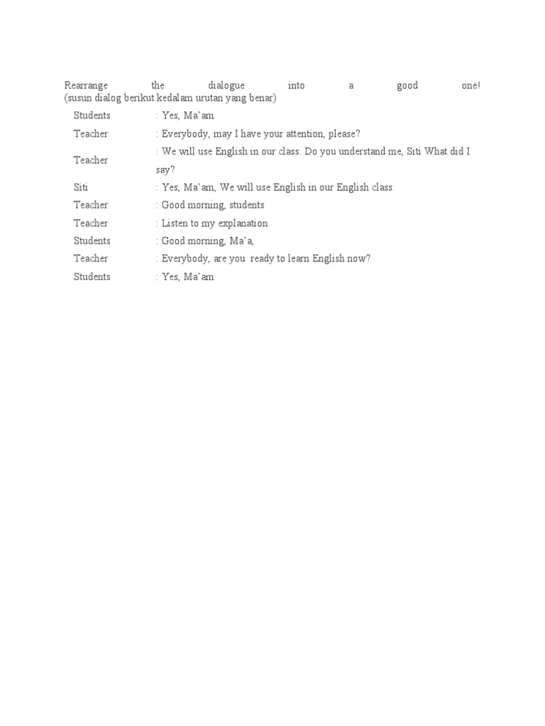 Rearrange The Dialogue Into A Good One | PDF | Language Arts & Discipline