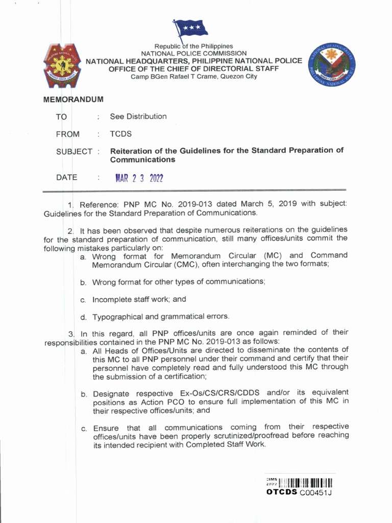 Reiteration of The Guidelines For The Standard Preparation of ...