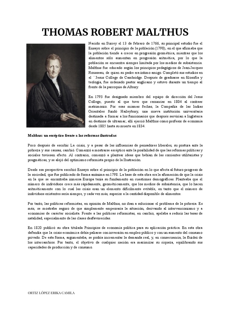 Thomas Malthus | PDF | Economias
