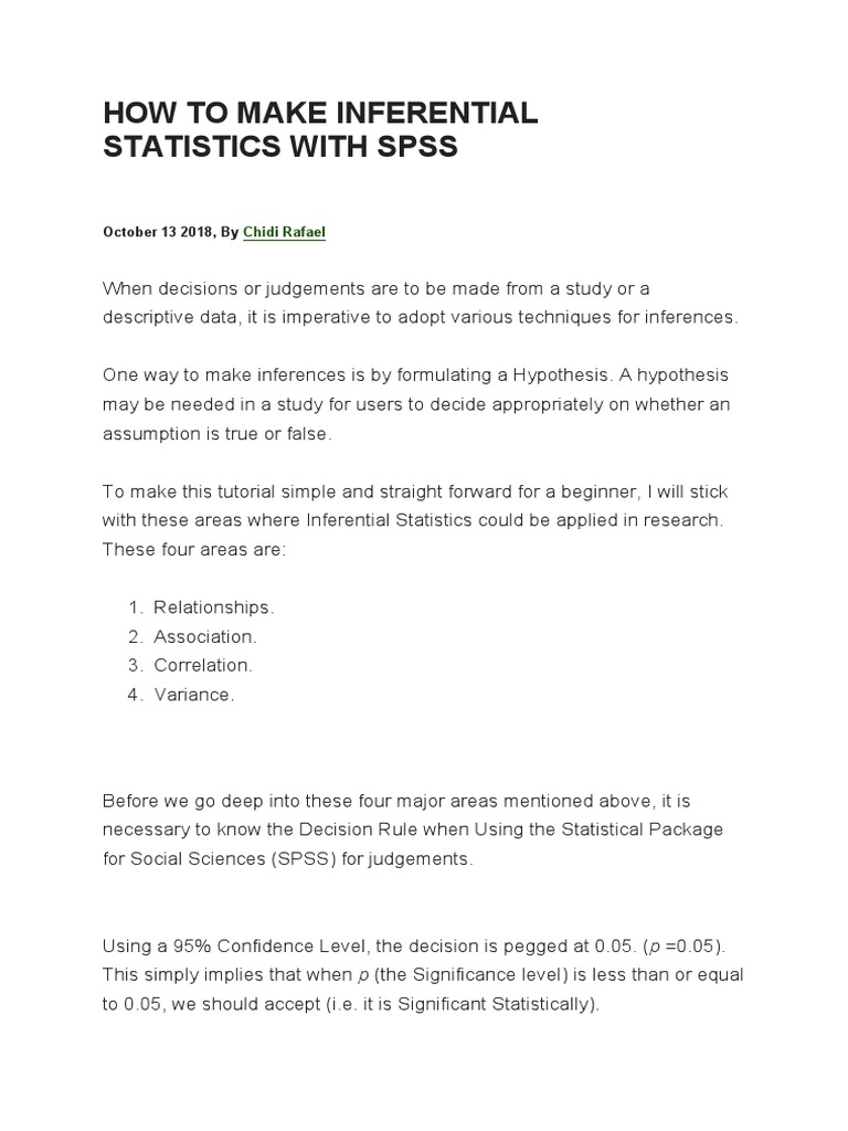 How To Make Inferential | Download Free PDF | Statistics | Spss