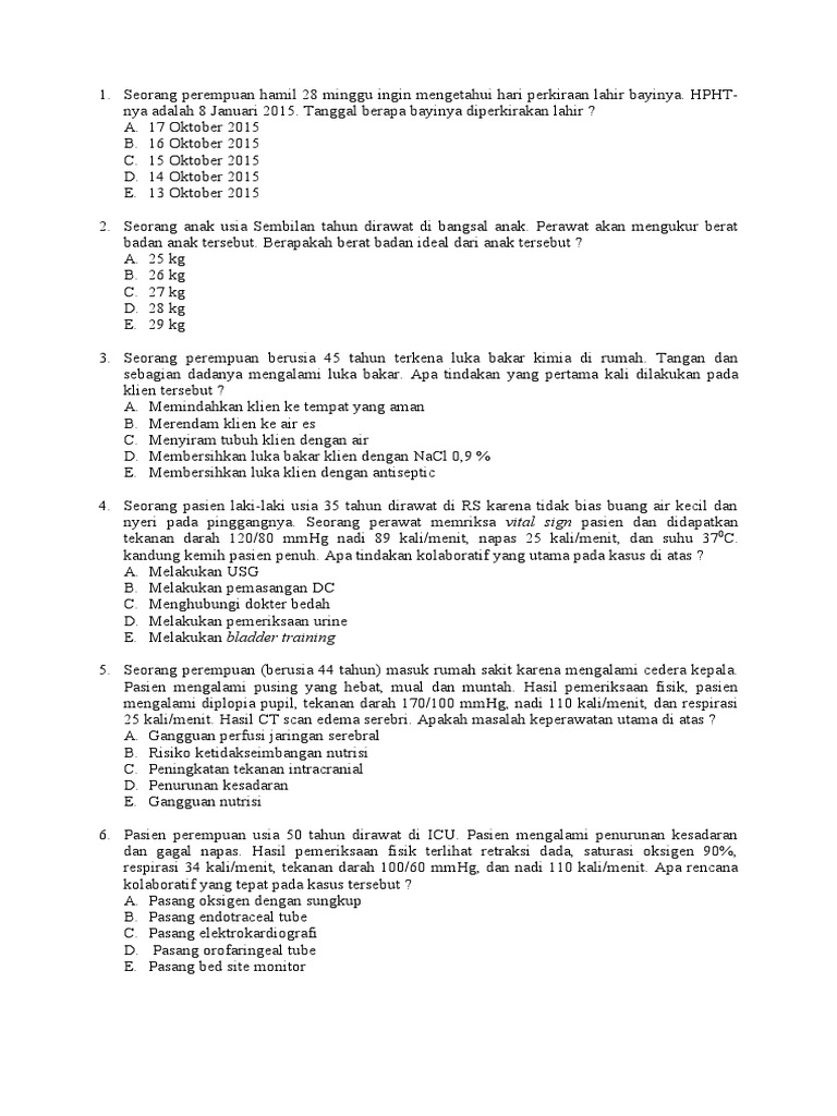 SOAL UJIAN Keperawatan | PDF