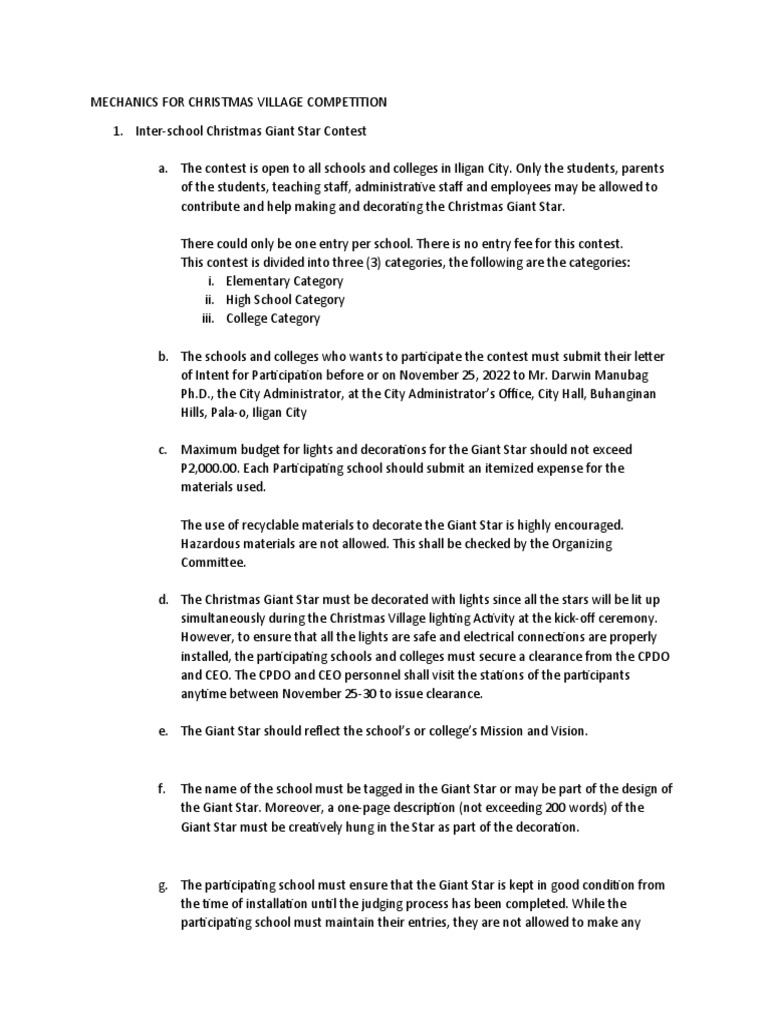 Mechanics For Christmas Village Competition | PDF Mechanics For Christmas Village Competition | PDF