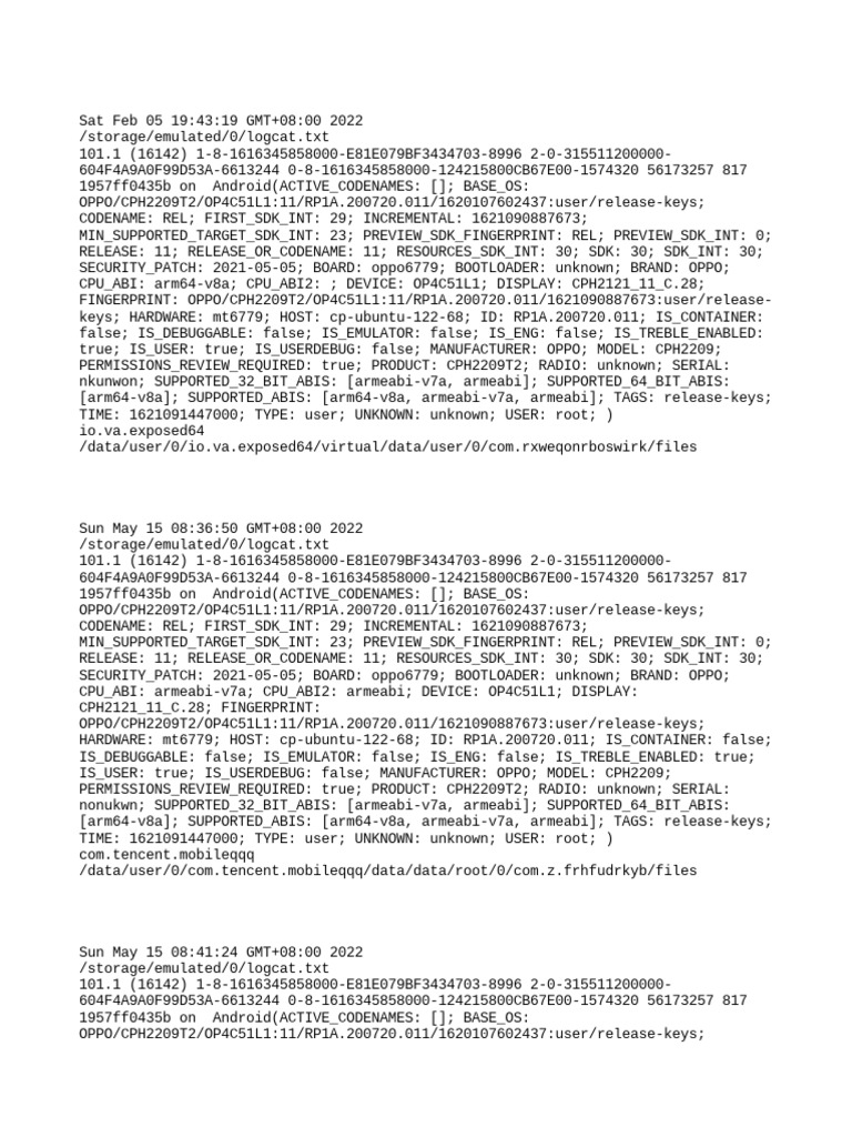LOG | PDF | Android (Operating System) | Text File
