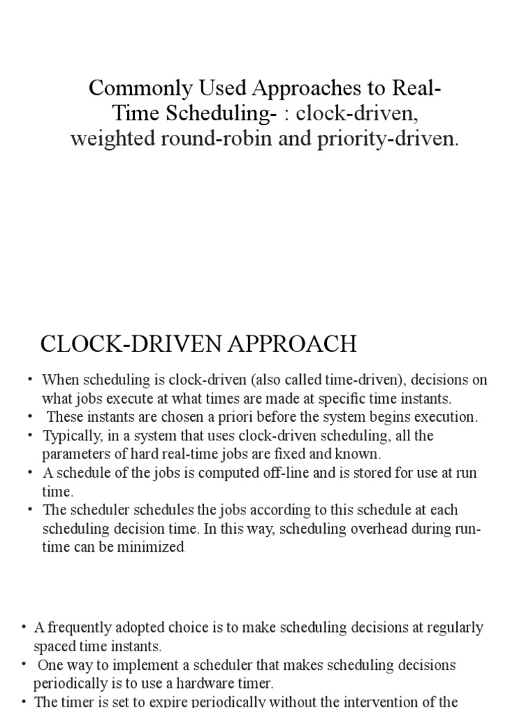 Commonly Used Approaches To Real Time Scheduling Pdf Scheduling Computing Concurrent