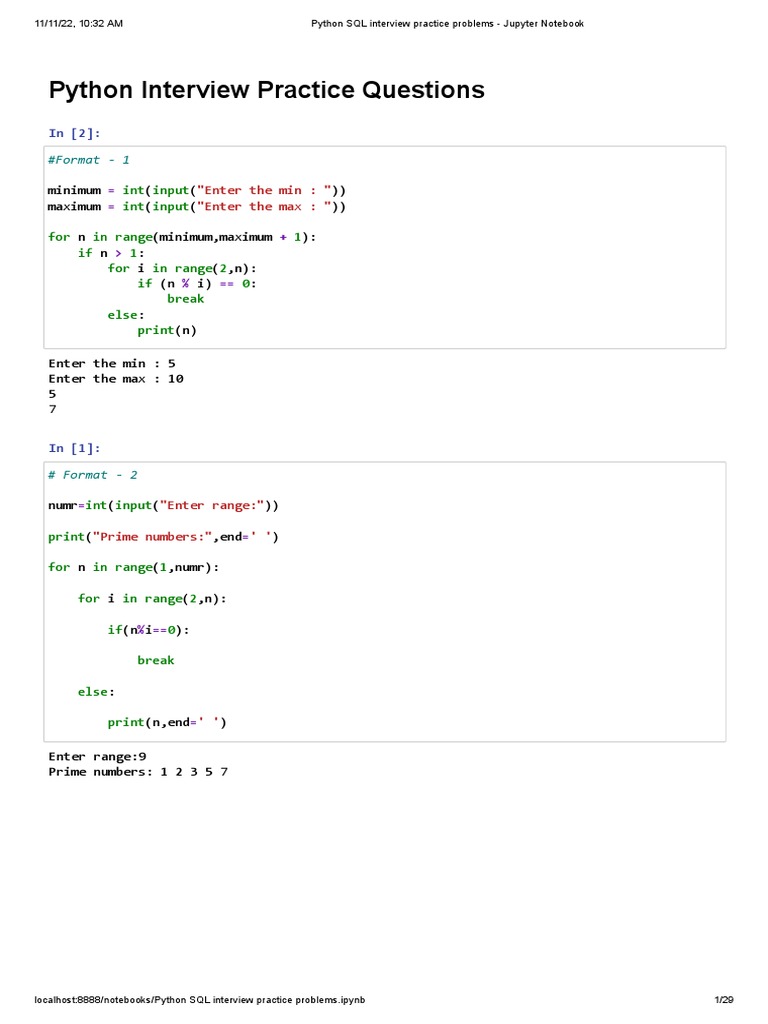 Python and SQL Interview Questions | Download Free PDF | String ...