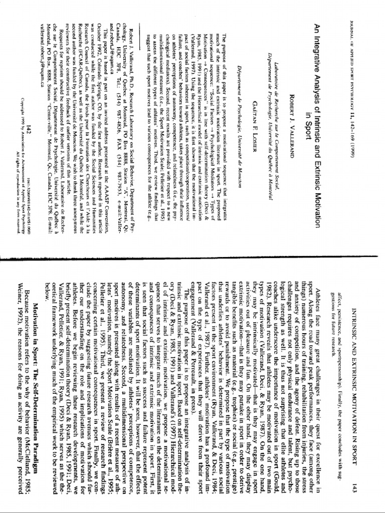 An Integrative Analysis of Intrinsic and Extrinsic Motivation in Sport ... An Integrative Analysis of Intrinsic and Extrinsic Motivation in Sport ...