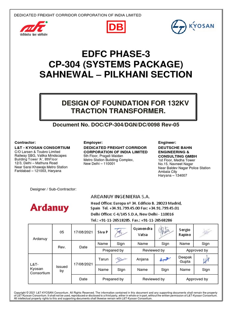 132KV Traction Transformer Foundation | PDF | Rail Transport | Civil ...